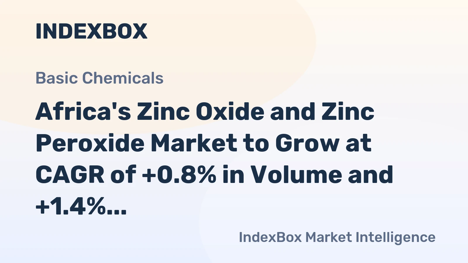 Africa's Zinc Oxide and Zinc Peroxide Market to Grow at CAGR of +0.8% in Volume and +1.4% in Value, Reaching 451K Tons and $851M by 2035