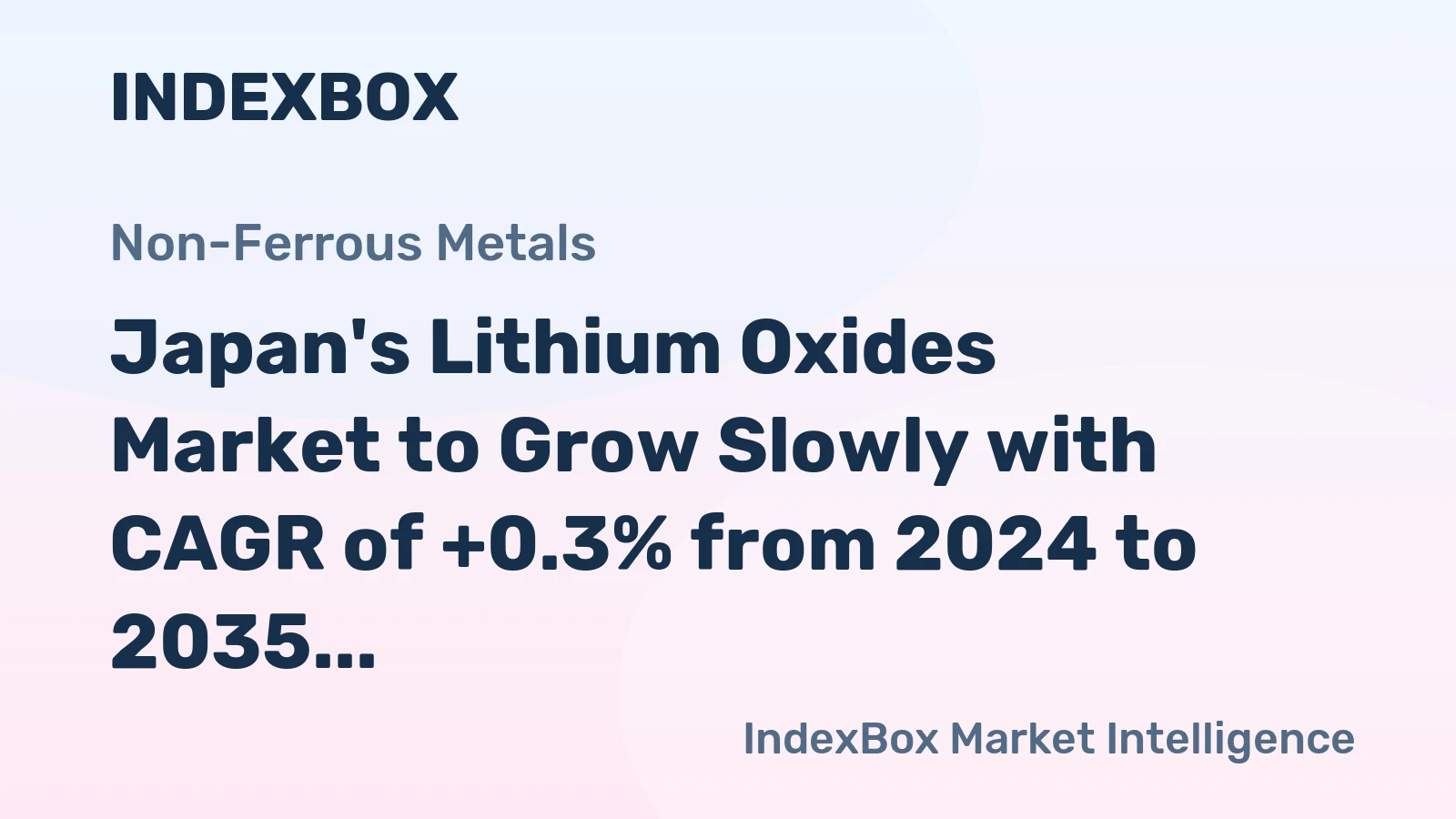 Japan's Lithium Oxides Market to Grow Slowly with CAGR of +0.3% from 2024 to 2035