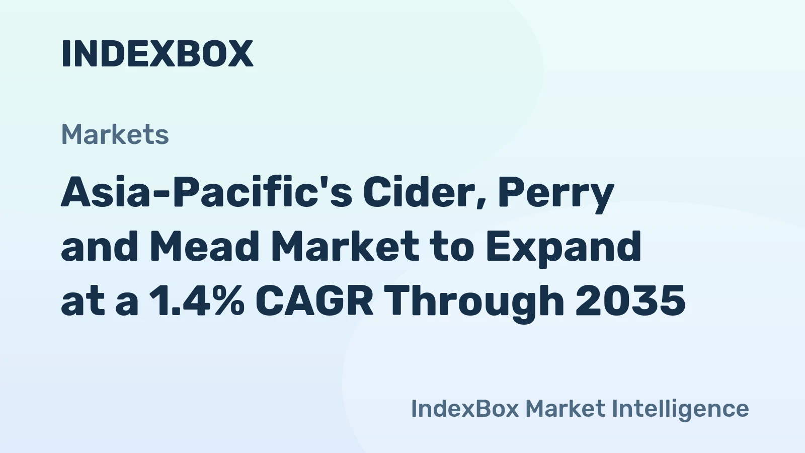 Asia-Pacific's Cider, Perry and Mead Market to Expand at a 1.4% CAGR Through 2035