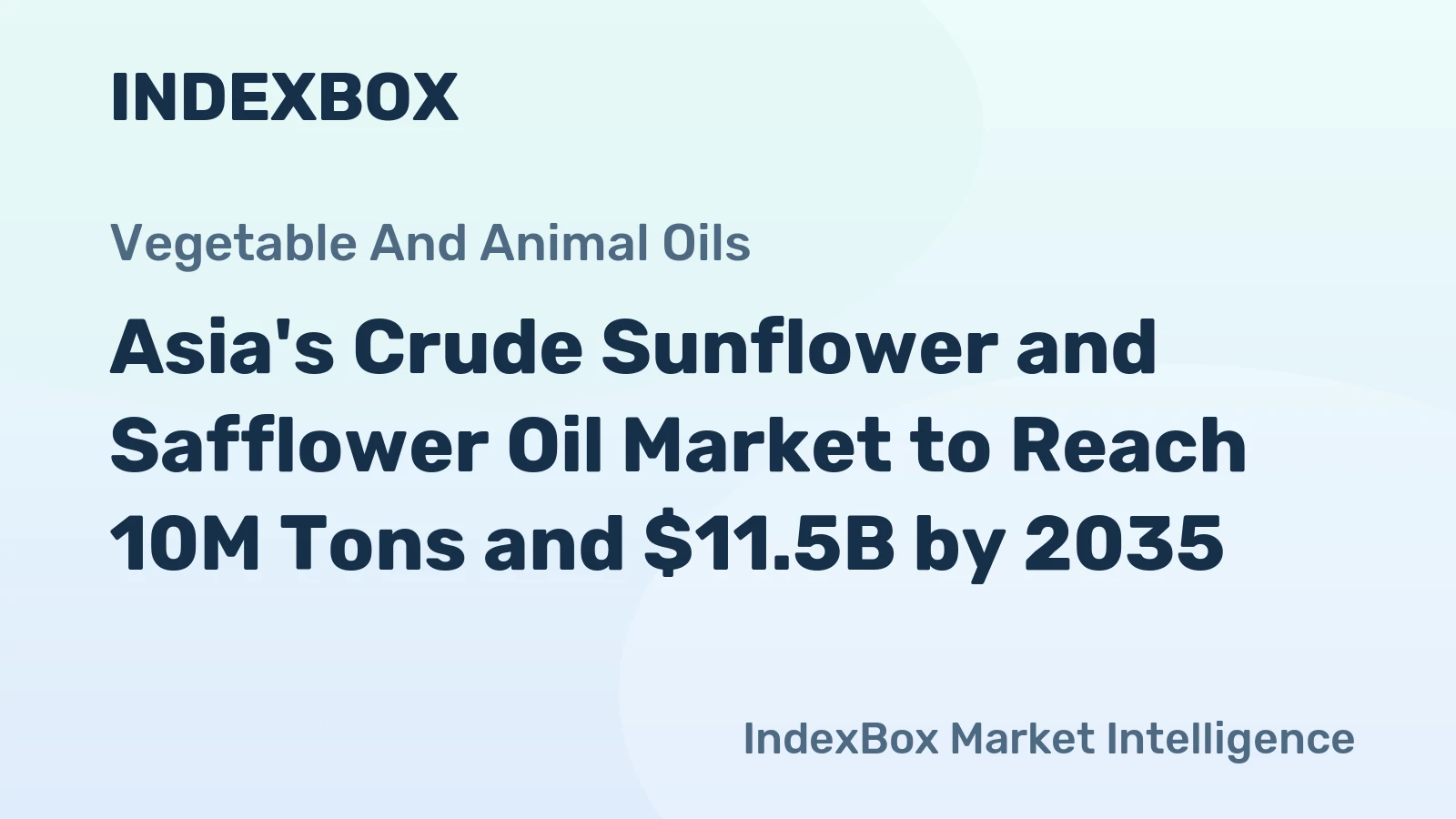 Asia's Crude Sunflower and Safflower Oil Market to Reach 10M Tons and $11.5B by 2035
