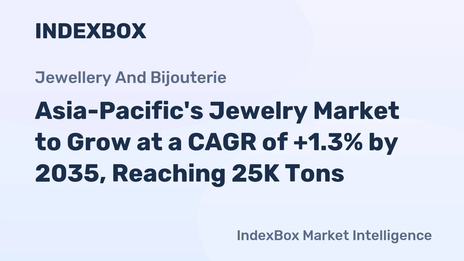 Asia-Pacific's Jewelry Market to Grow at a CAGR of +1.3% by 2035, Reaching 25K Tons