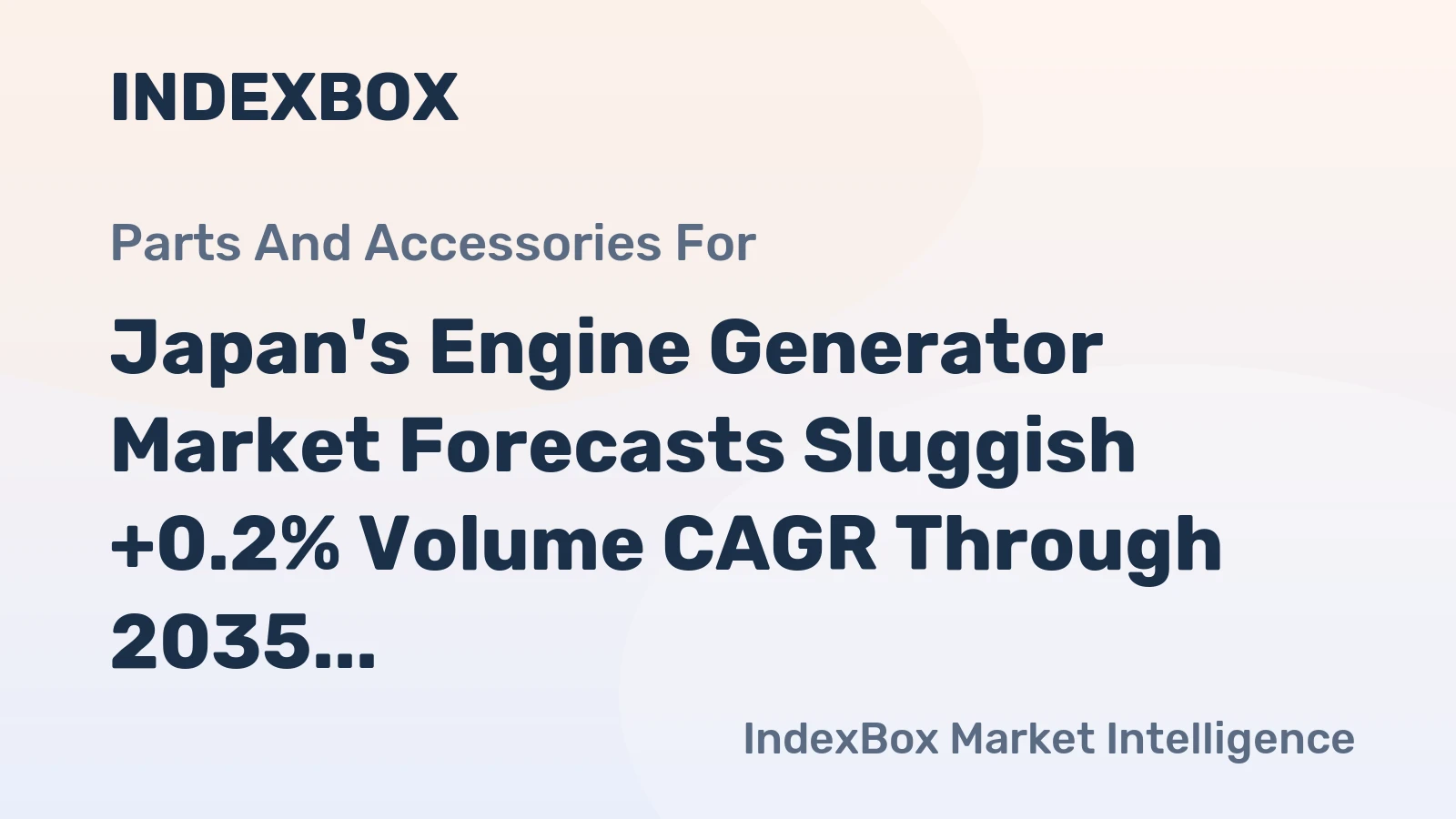Japan's Engine Generator Market Forecasts Sluggish +0.2% Volume CAGR Through 2035