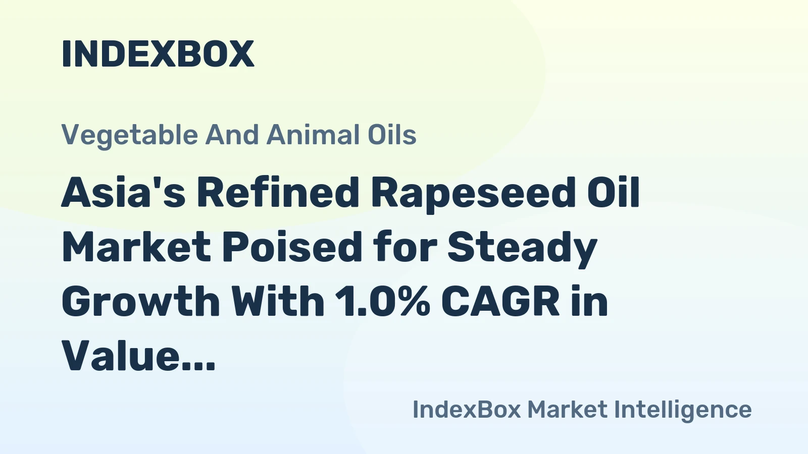 Asia's Refined Rapeseed Oil Market Poised for Steady Growth With 1.0% CAGR in Value Through 2035