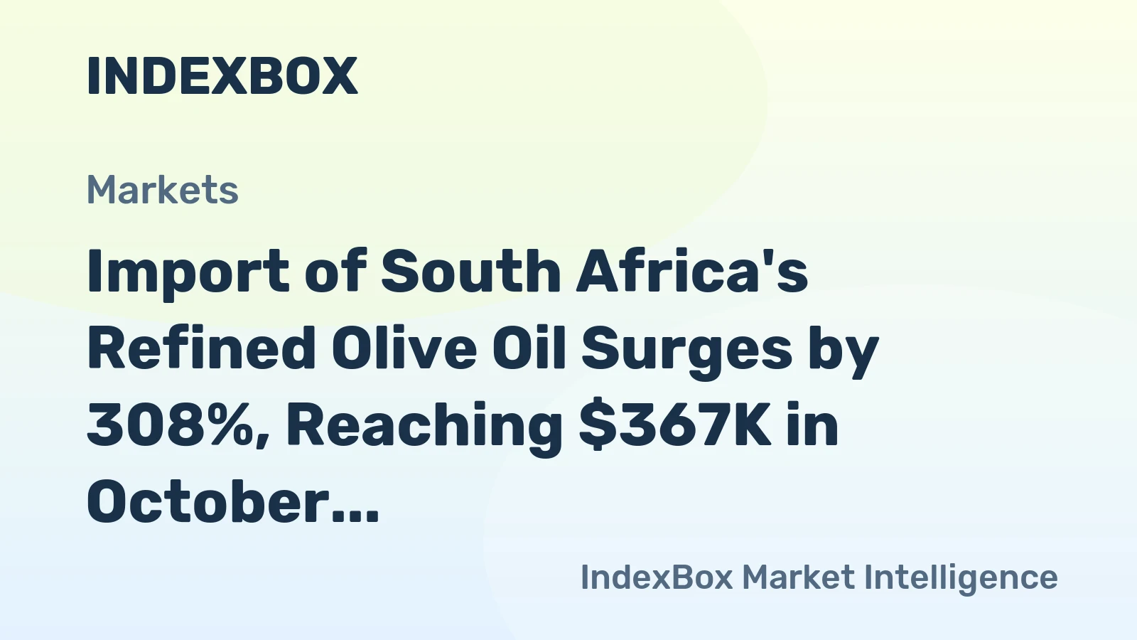 Import of South Africa's Refined Olive Oil Surges by 308%, Reaching $367K in October 2023