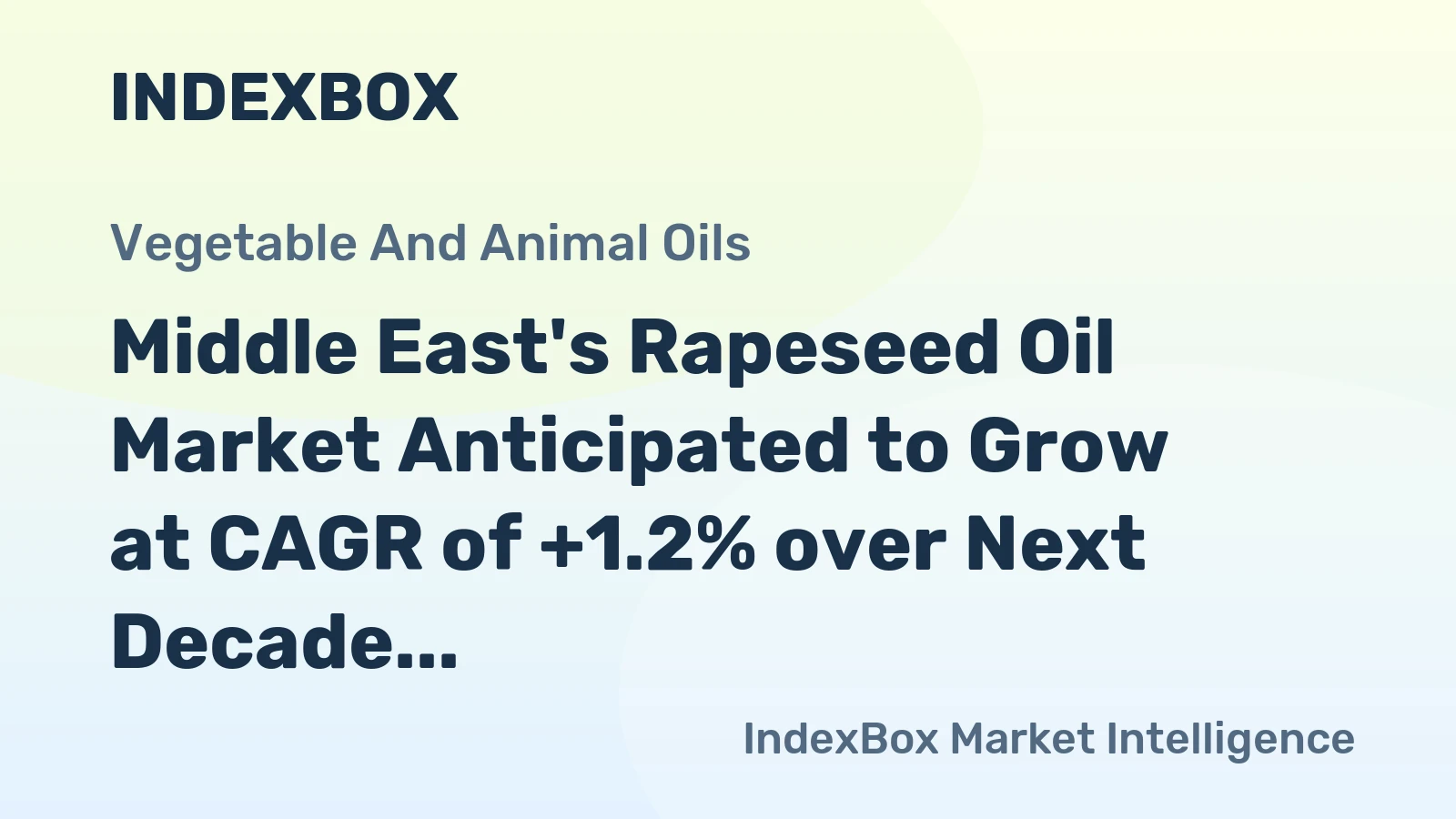 Middle East's Rapeseed Oil Market Anticipated to Grow at CAGR of +1.2% over Next Decade