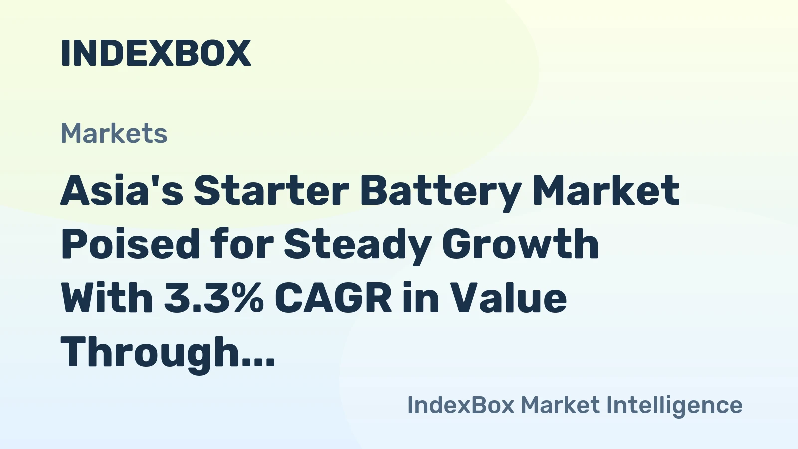 Asia's Starter Battery Market Poised for Steady Growth With 3.3% CAGR in Value Through 2035