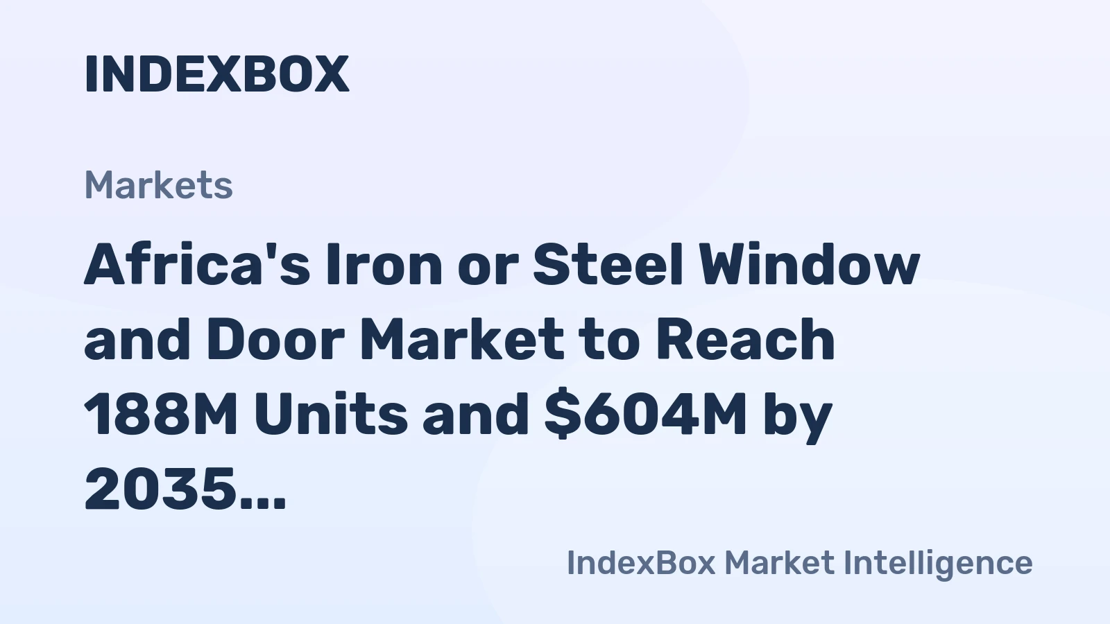 Africa's Iron or Steel Window and Door Market to Reach 188M Units and $604M by 2035