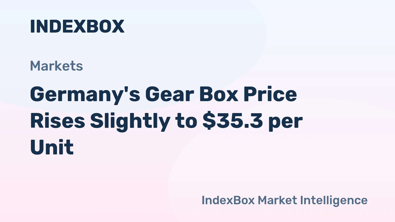 Germany's Gear Box Price Rises Slightly to $35.3 per Unit