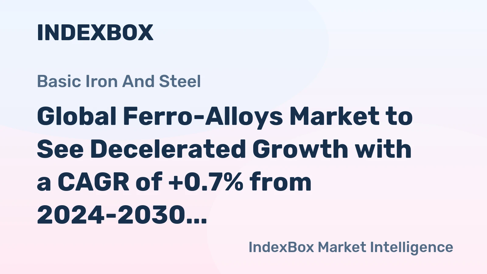 Global Ferro-Alloys Market to See Decelerated Growth with a CAGR of +0.7% from 2024-2030