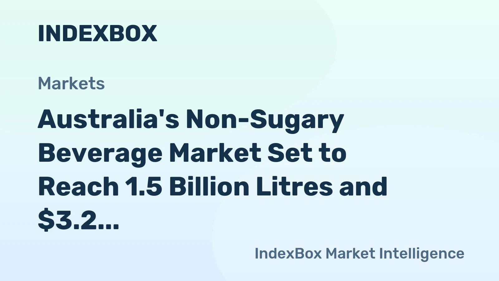 Australia's Non-Sugary Beverage Market Set to Reach 1.5 Billion Litres and $3.2 Billion in Value