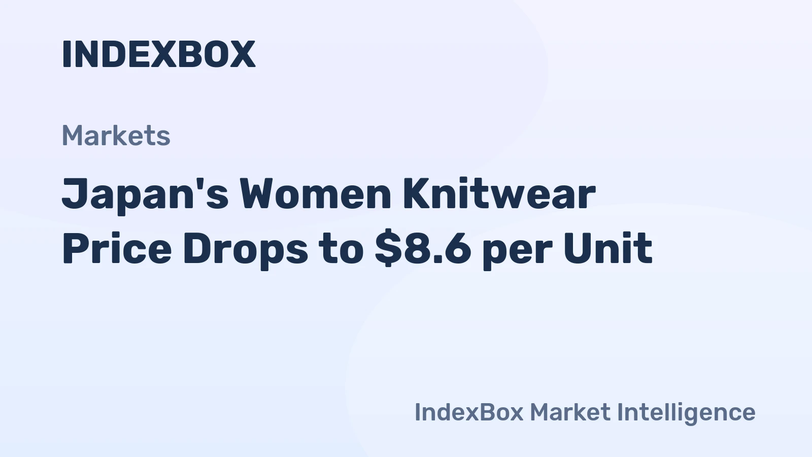 Japan's Women Knitwear Price Drops to $8.6 per Unit