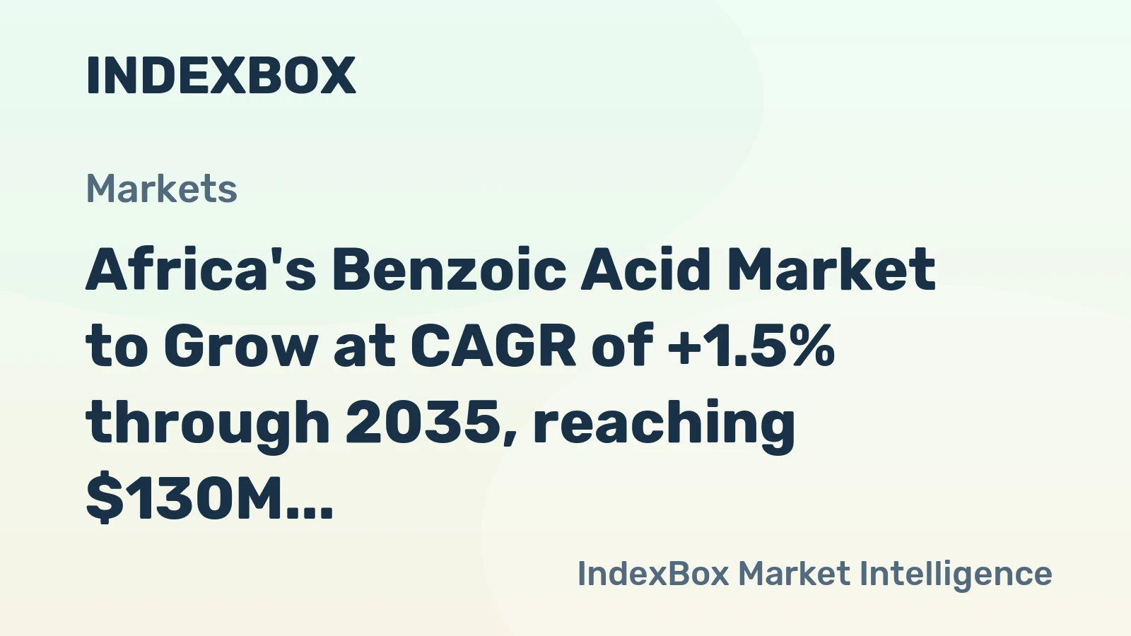 Africa's Benzoic Acid Market to Grow at CAGR of +1.5% through 2035, reaching $130M
