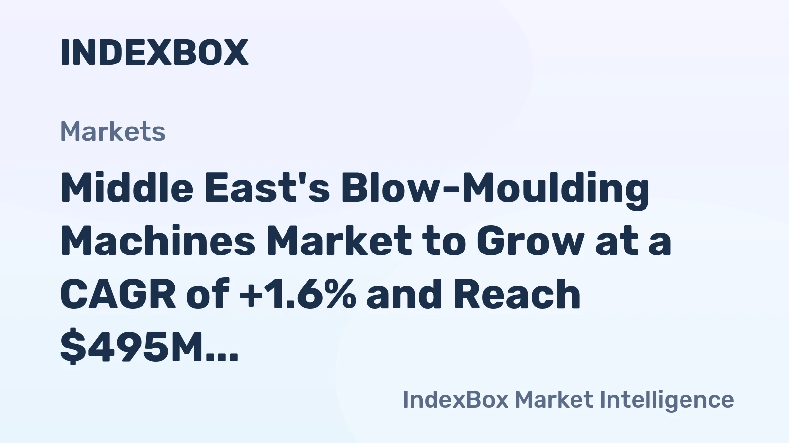 Middle East's Blow-Moulding Machines Market to Grow at a CAGR of +1.6% and Reach $495M by 2035