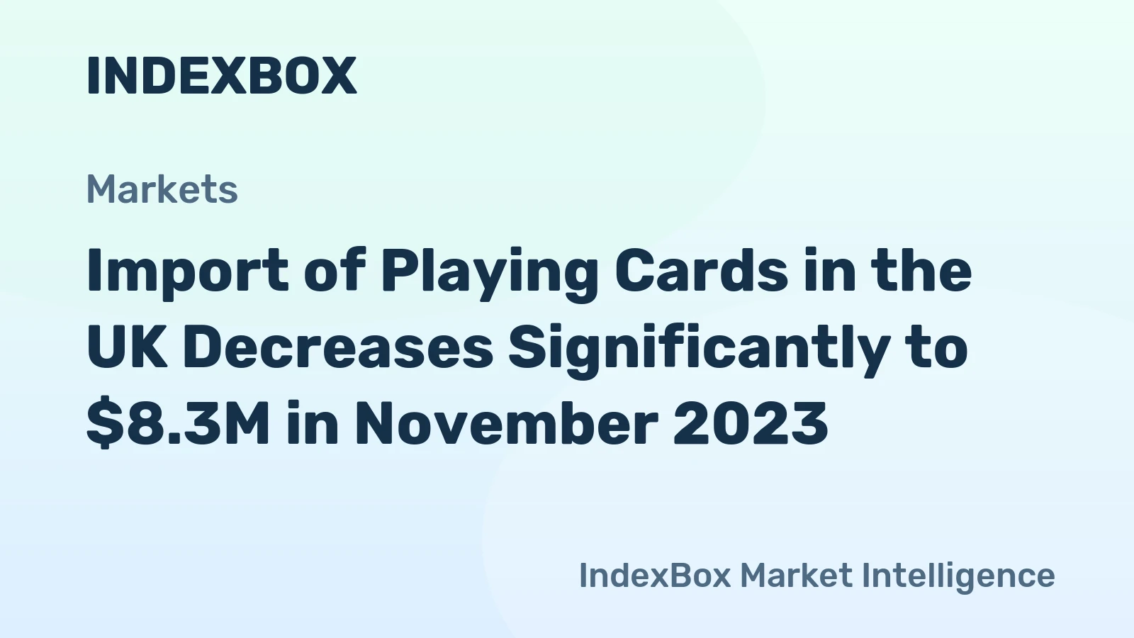 Import of Playing Cards in the UK Decreases Significantly to $8.3M in November 2023