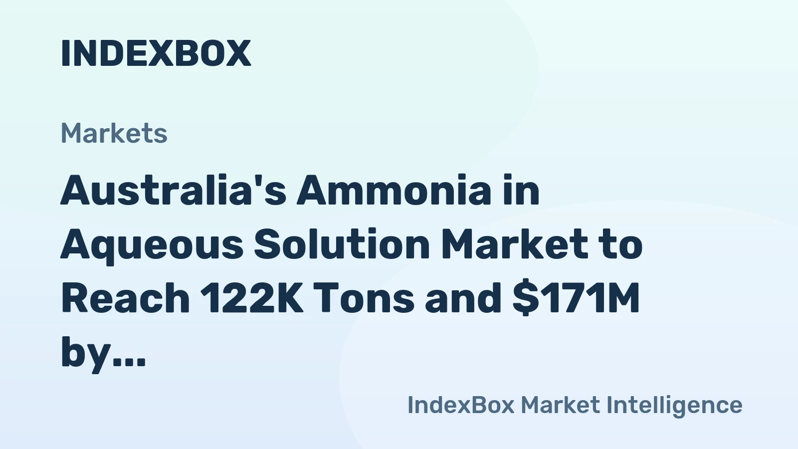 Australia's Ammonia in Aqueous Solution Market to Reach 122K Tons and $171M by 2035
