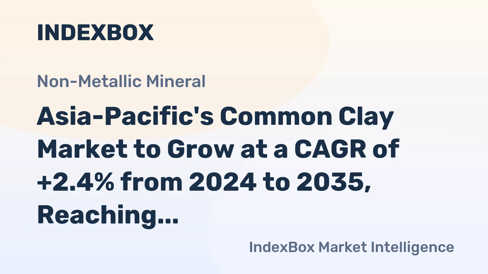 Asia-Pacific's Common Clay Market to Grow at a CAGR of +2.4% from 2024 to 2035, Reaching $27.8B by 2035