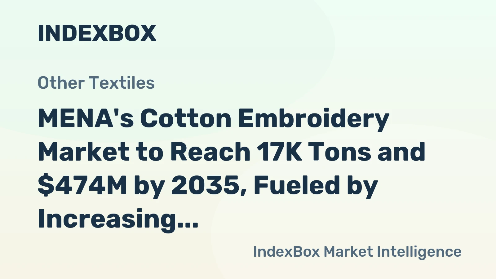 MENA's Cotton Embroidery Market to Reach 17K Tons and $474M by 2035, Fueled by Increasing Demand