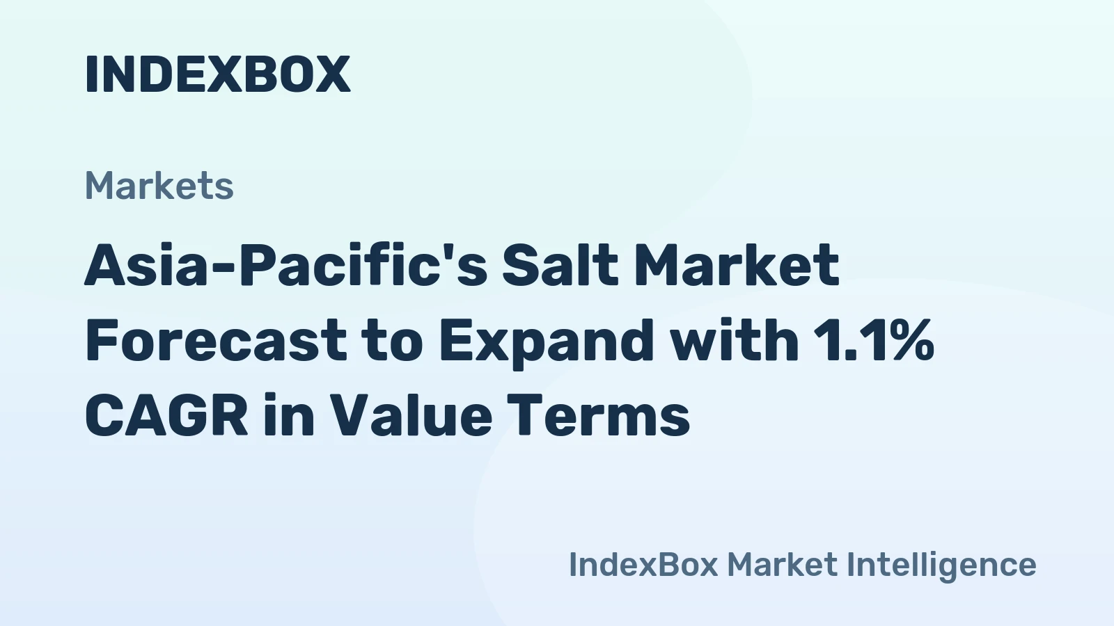 Asia-Pacific's Salt Market Forecast to Expand with 1.1% CAGR in Value Terms