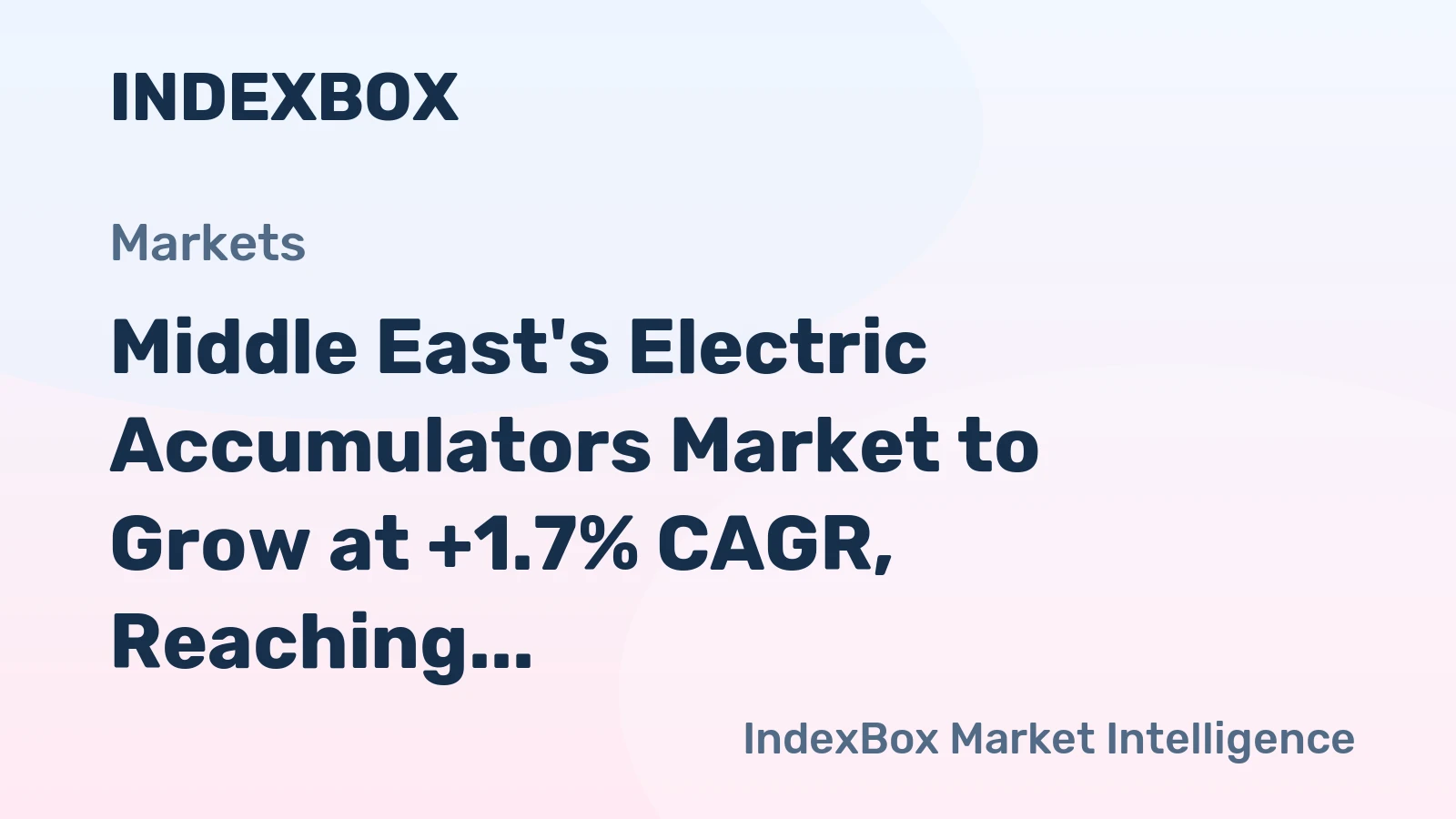 Middle East's Electric Accumulators Market to Grow at +1.7% CAGR, Reaching $8.5B by 2035