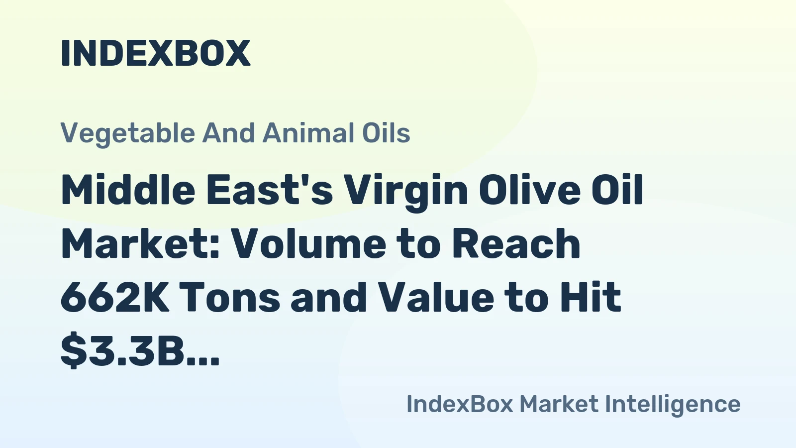 Middle East's Virgin Olive Oil Market: Volume to Reach 662K Tons and Value to Hit $3.3B by 2035