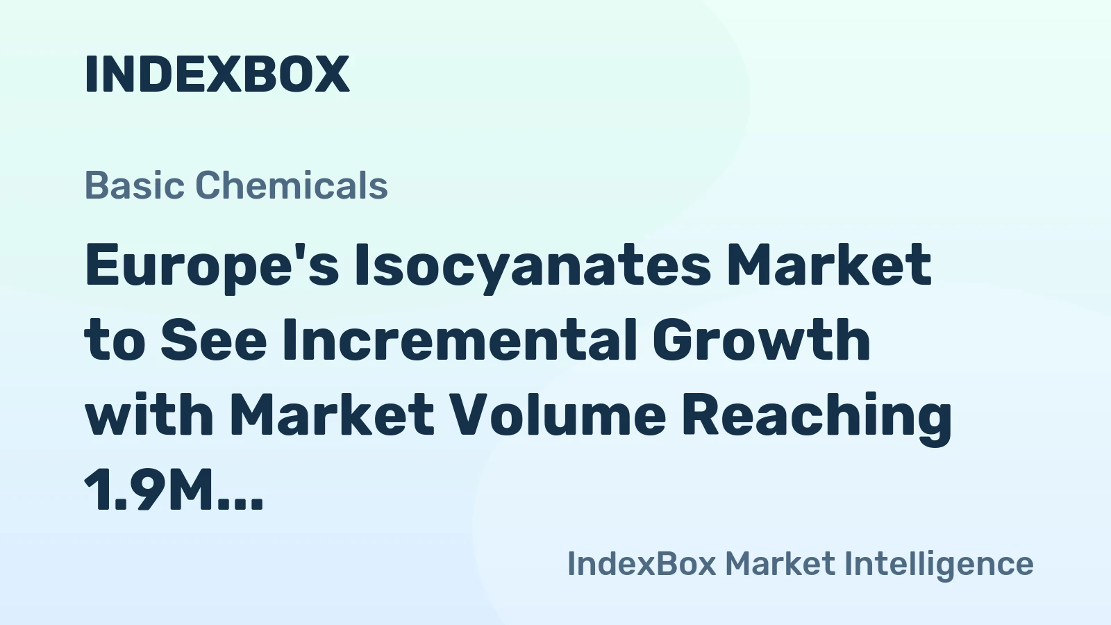 Europe's Isocyanates Market to See Incremental Growth with Market Volume Reaching 1.9M Tons and Value of $6.8B by 2035
