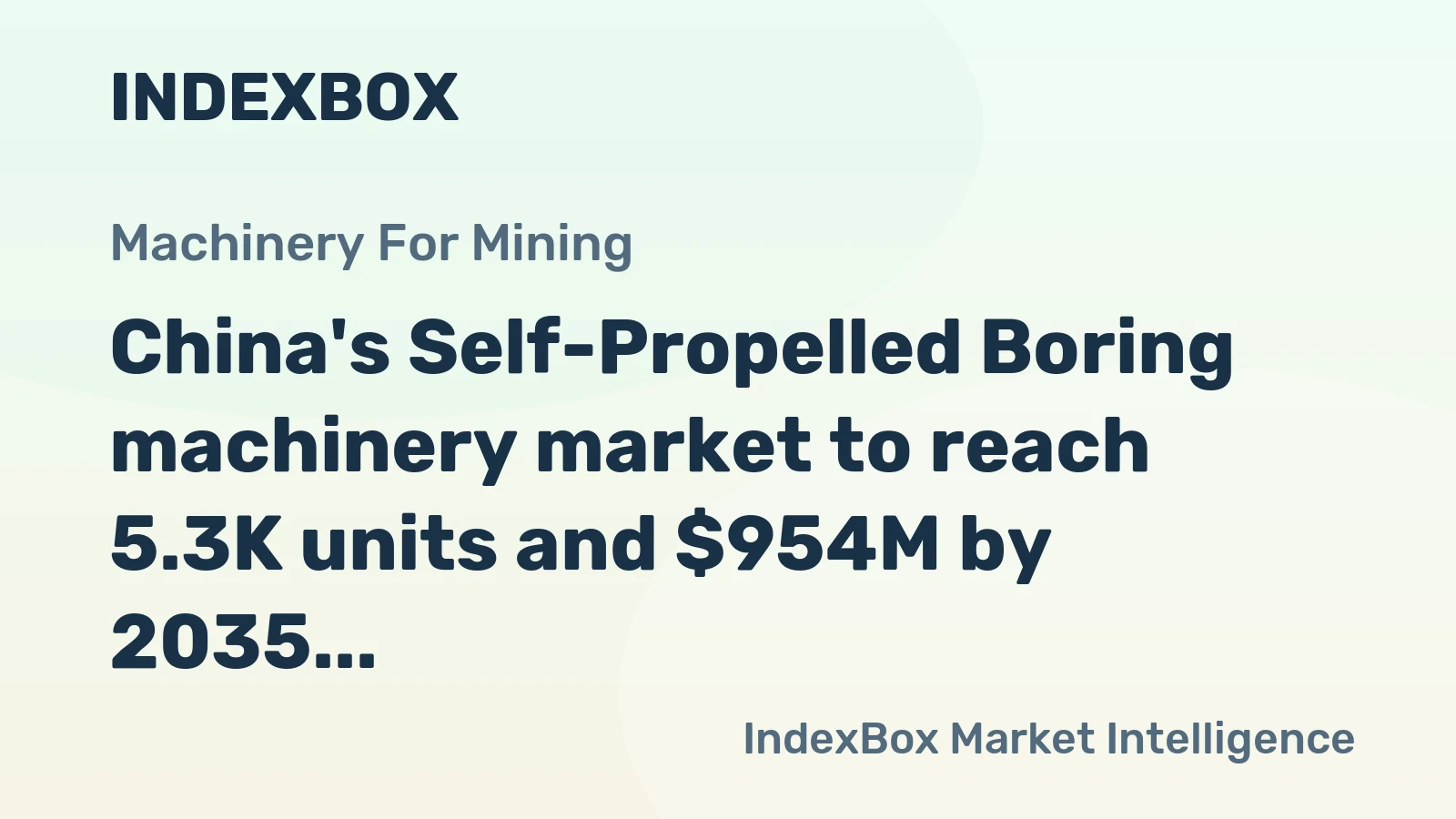 China's Self-Propelled Boring machinery market to reach 5.3K units and $954M by 2035