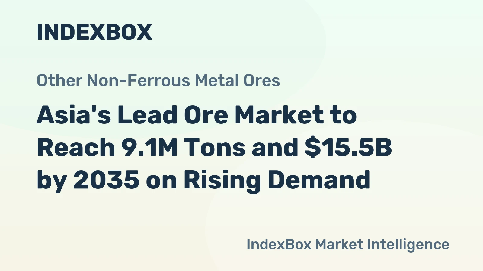 Asia's Lead Ore Market to Reach 9.1M Tons and $15.5B by 2035 on Rising Demand