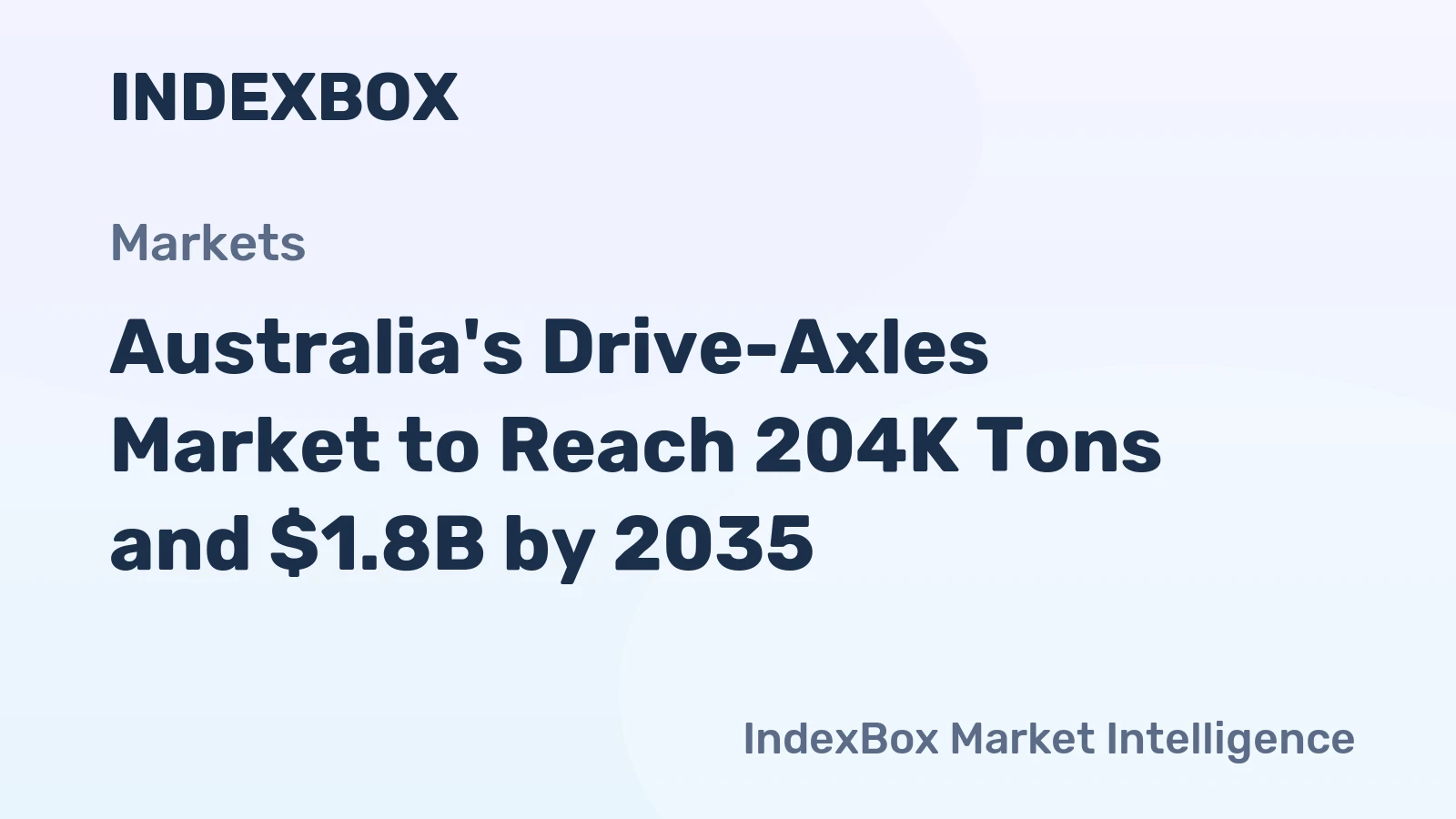 Australia's Drive-Axles Market to Reach 204K Tons and $1.8B by 2035