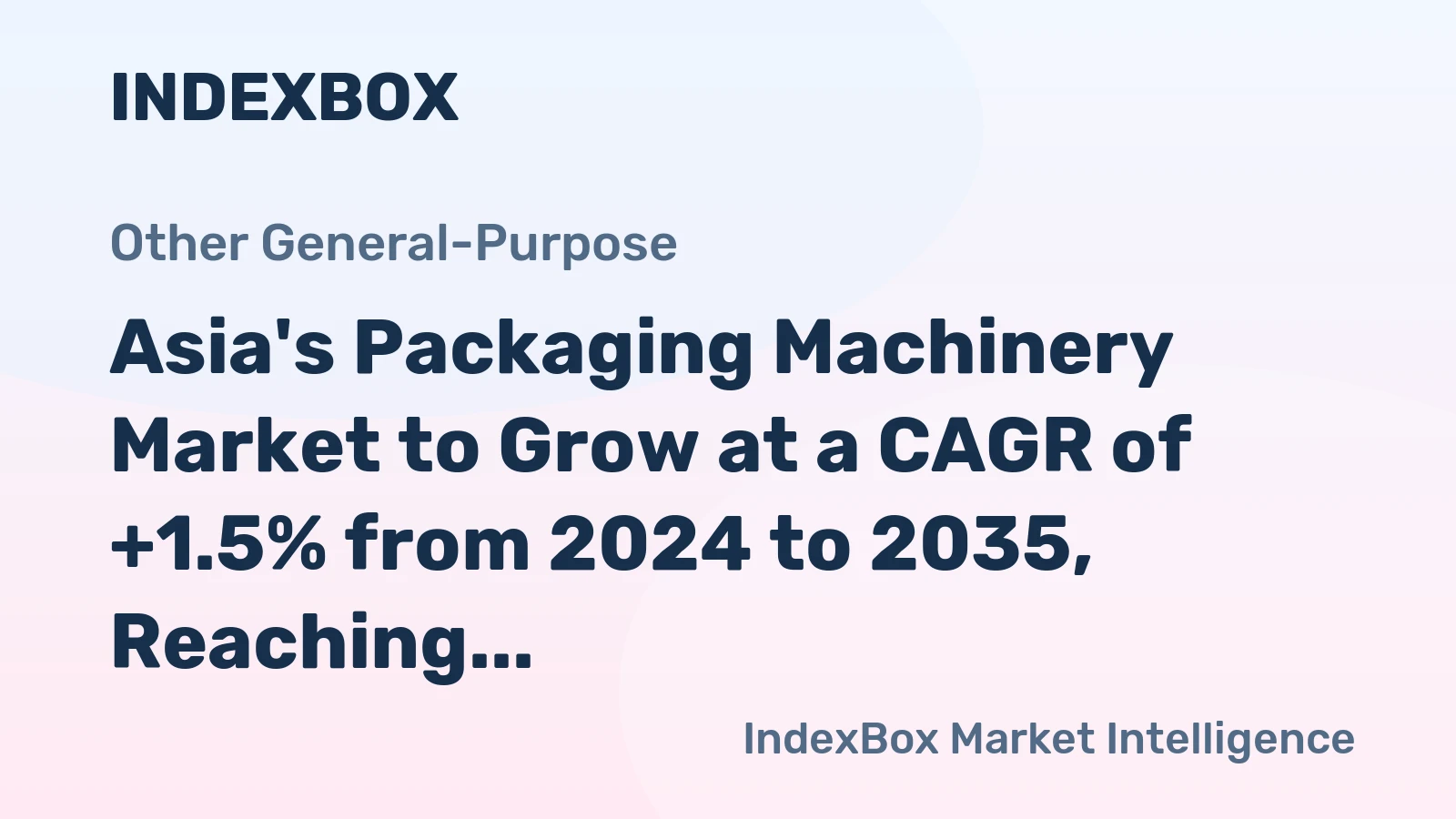 Asia's Packaging Machinery Market to Grow at a CAGR of +1.5% from 2024 to 2035, Reaching $12B by End of Period