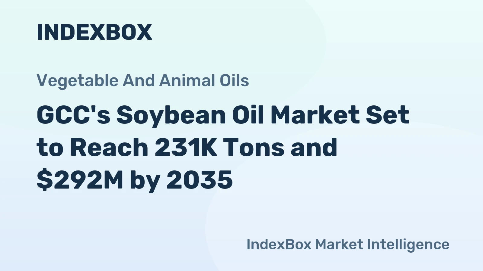 GCC's Soybean Oil Market Set to Reach 231K Tons and $292M by 2035