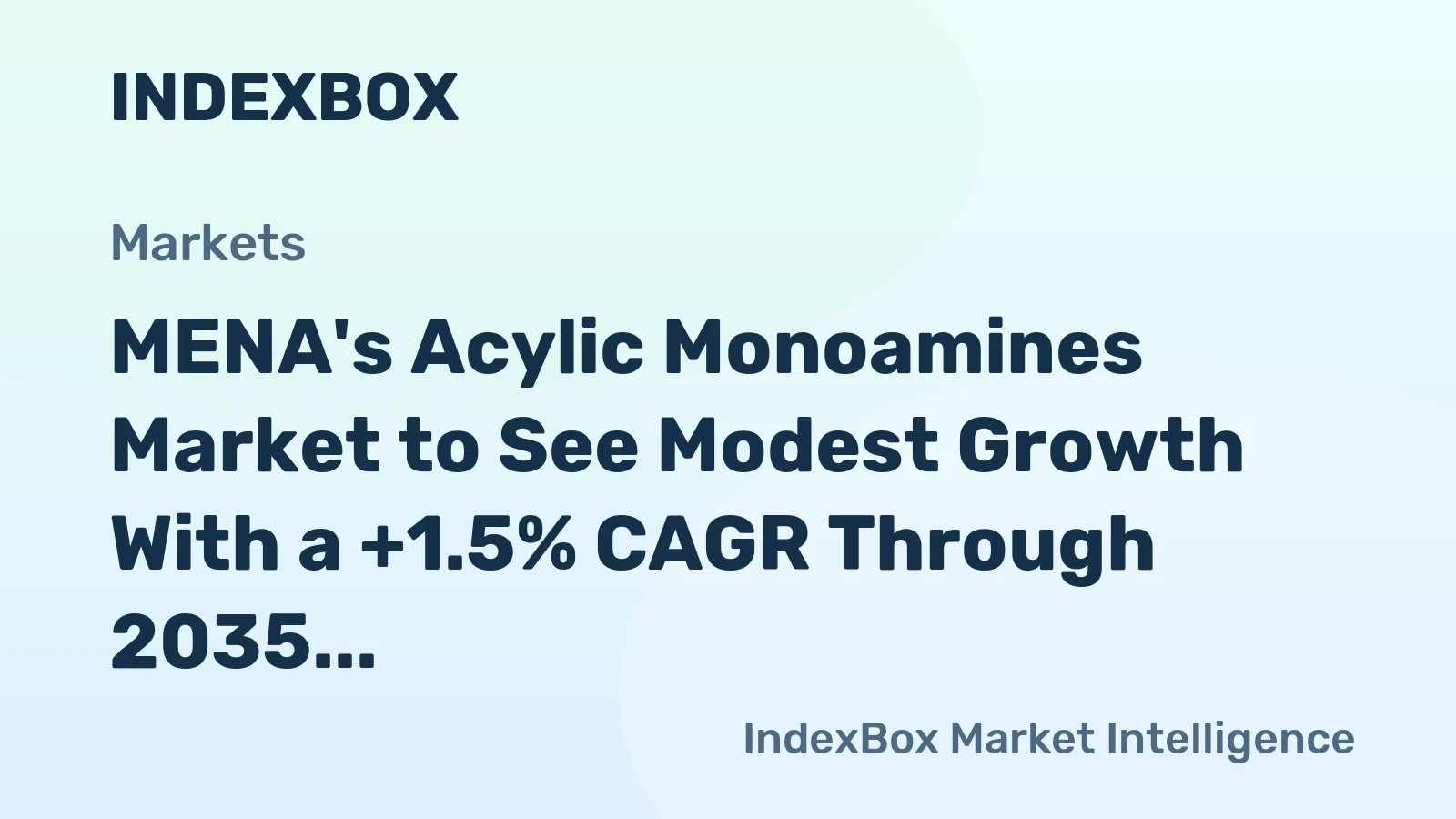 MENA's Acylic Monoamines Market to See Modest Growth With a +1.5% CAGR Through 2035