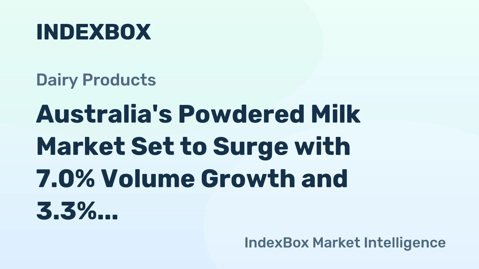 Australia's Powdered Milk Market Set to Surge with 7.0% Volume Growth and 3.3% Value Growth by 2035