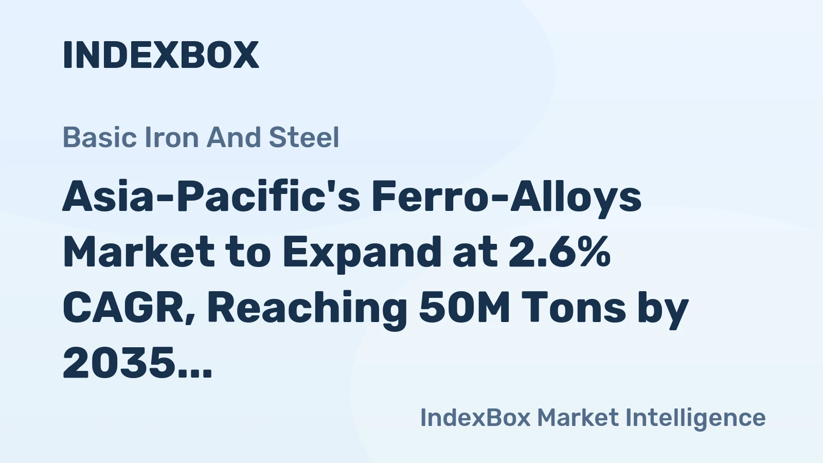 Asia-Pacific's Ferro-Alloys Market to Expand at 2.6% CAGR, Reaching 50M Tons by 2035