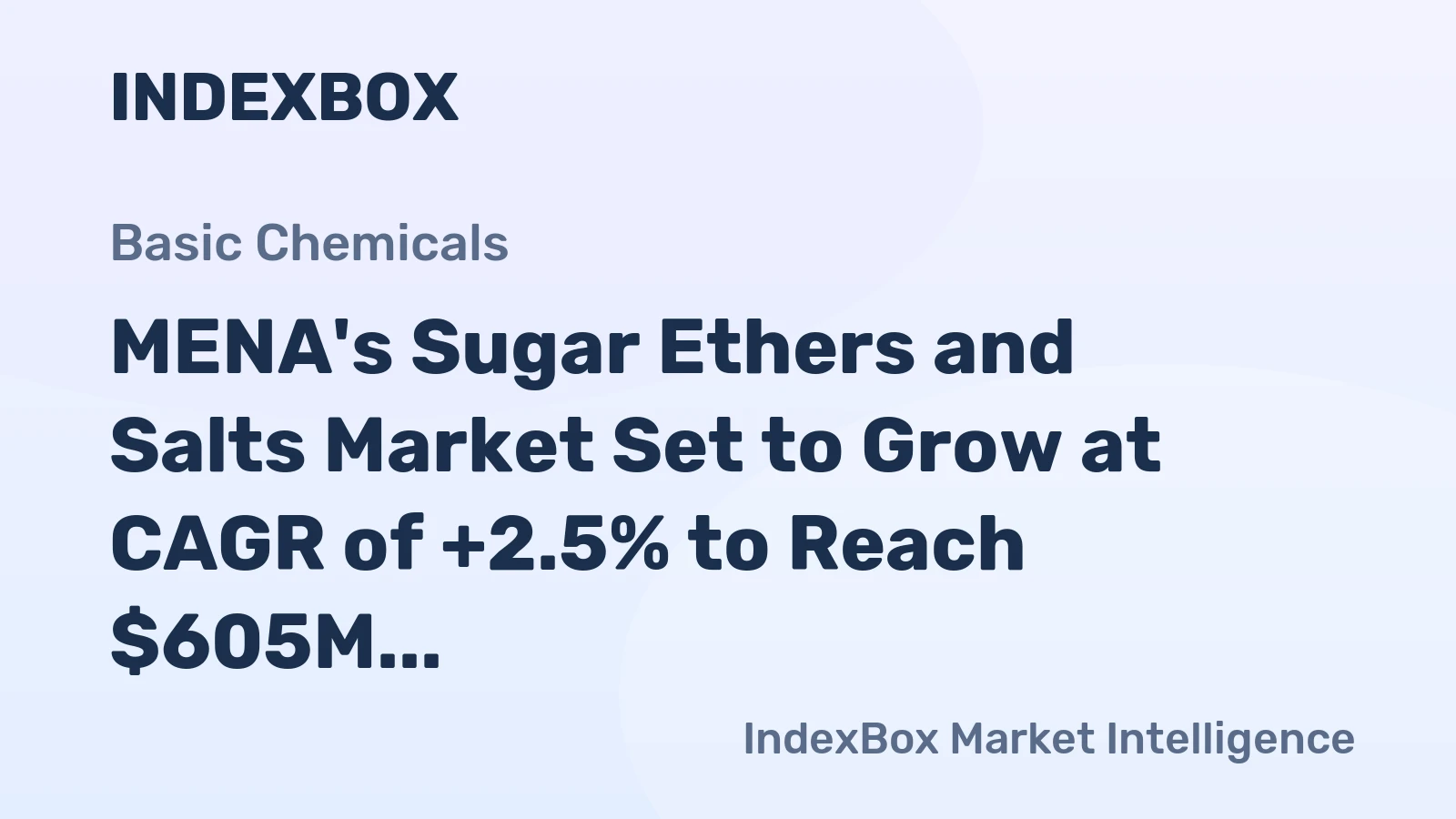 MENA's Sugar Ethers and Salts Market Set to Grow at CAGR of +2.5% to Reach $605M by 2035