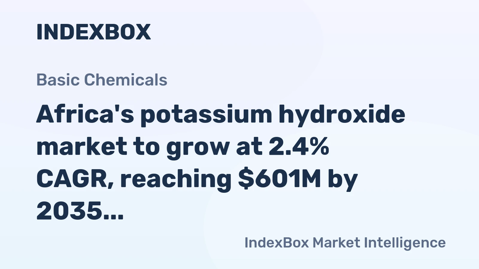 Africa's potassium hydroxide market to grow at 2.4% CAGR, reaching $601M by 2035 on steady demand.