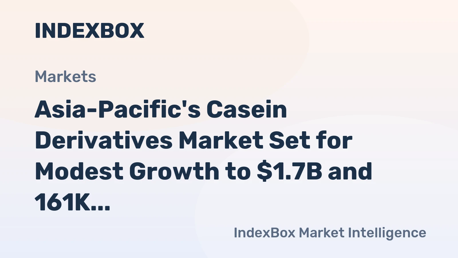 Asia-Pacific's Casein Derivatives Market Set for Modest Growth to $1.7B and 161K Tons by 2035