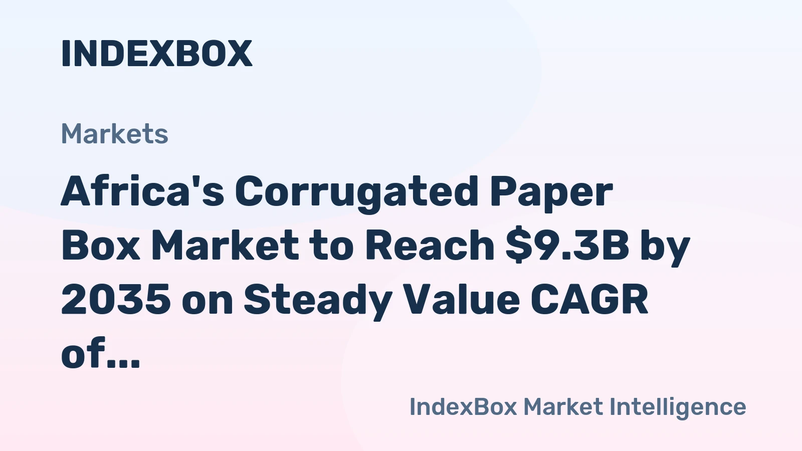 Africa's Corrugated Paper Box Market to Reach $9.3B by 2035 on Steady Value CAGR of +2.4%