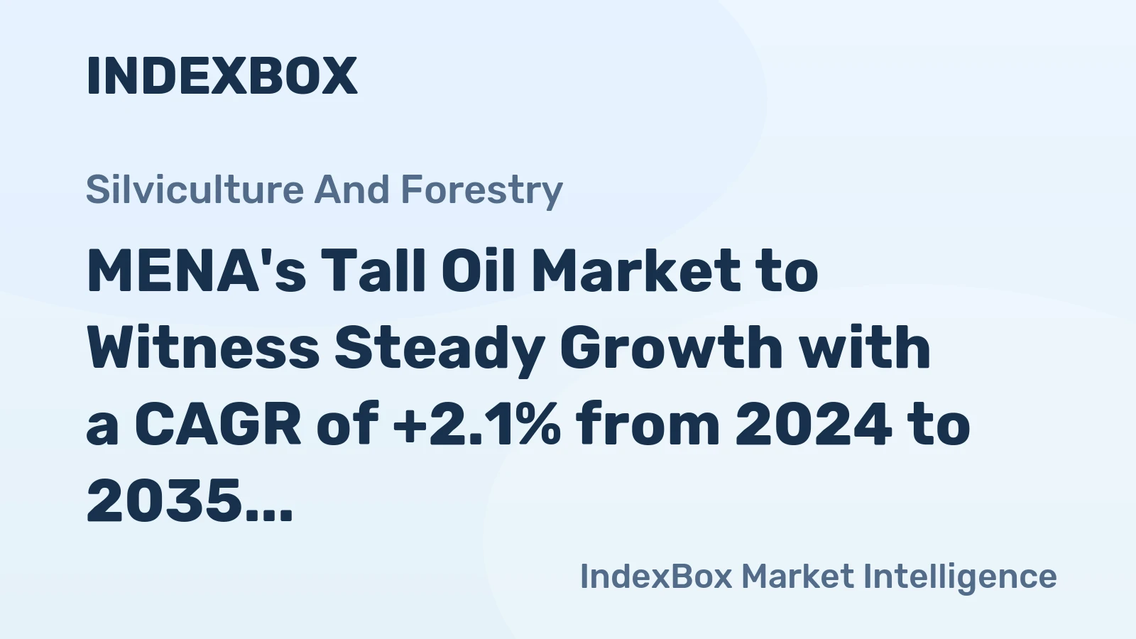MENA's Tall Oil Market to Witness Steady Growth with a CAGR of +2.1% from 2024 to 2035