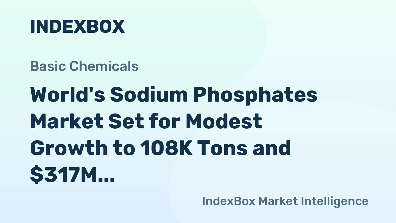 World's Sodium Phosphates Market Set for Modest Growth to 108K Tons and $317M by 2035
