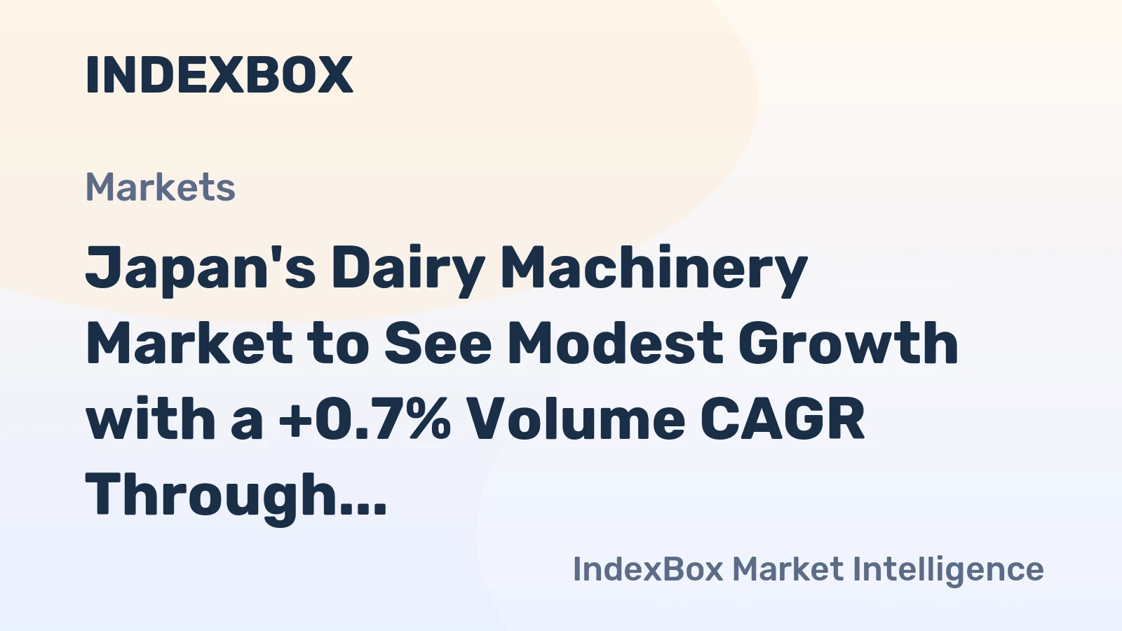 Japan's Dairy Machinery Market to See Modest Growth with a +0.7% Volume CAGR Through 2035