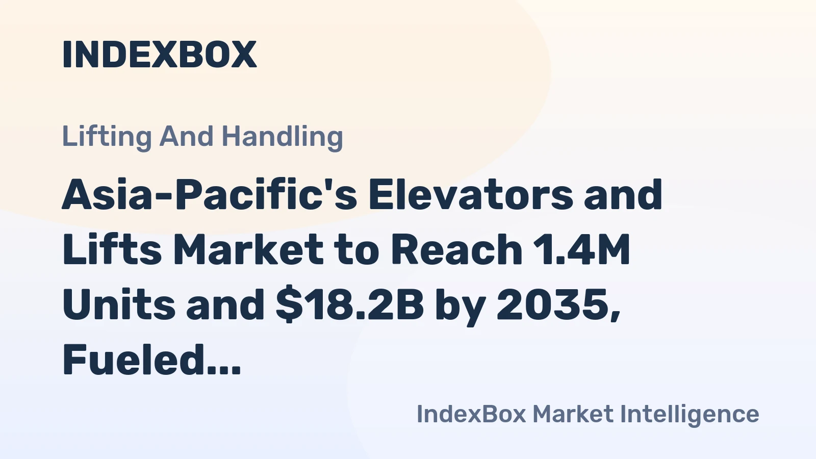 Asia-Pacific's Elevators and Lifts Market to Reach 1.4M Units and $18.2B by 2035, Fueled by Increasing Demand