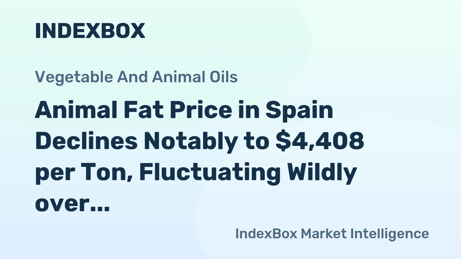 Animal Fat Price in Spain Declines Notably to $4,408 per Ton, Fluctuating Wildly over 2022