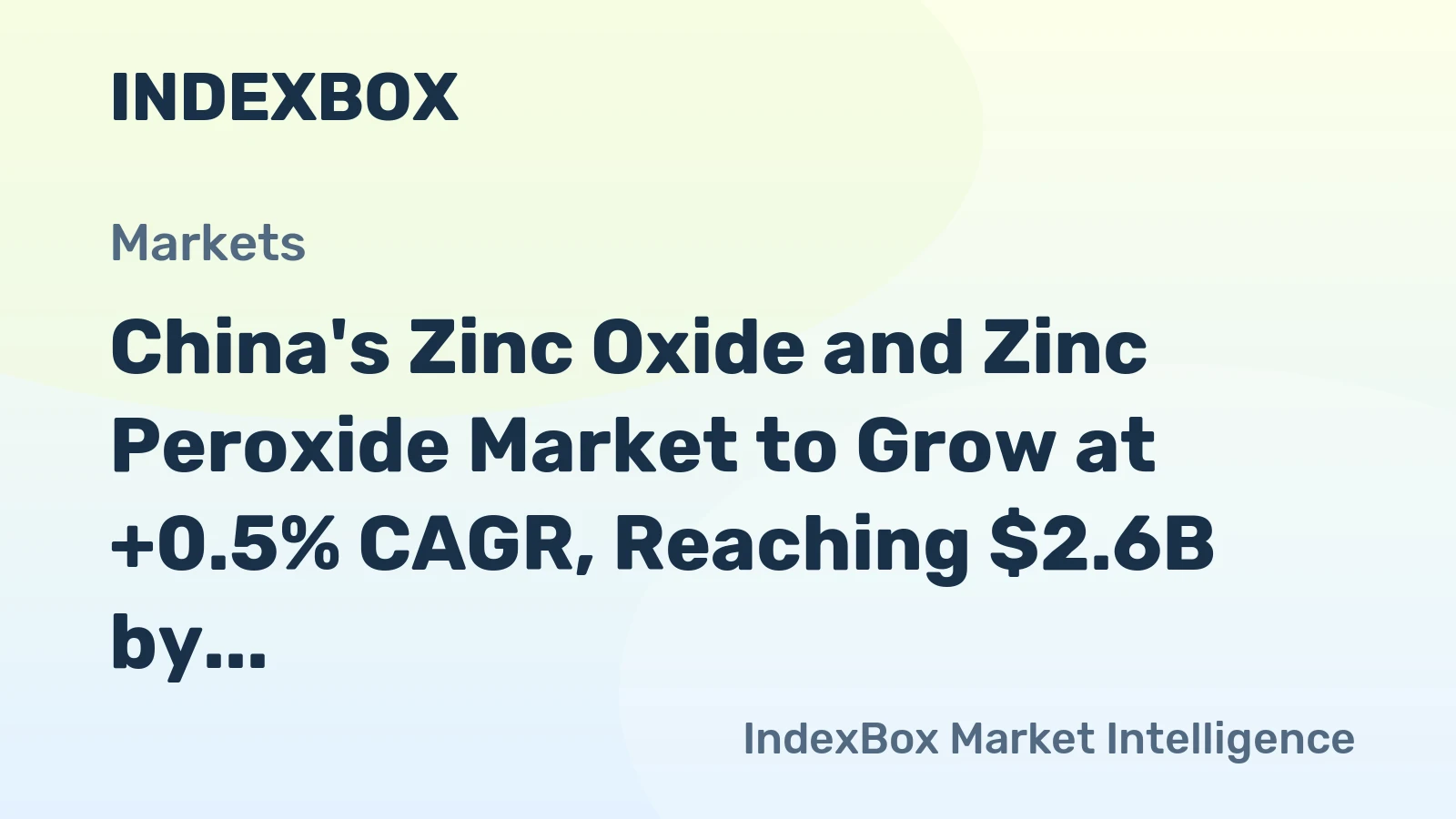 China's Zinc Oxide and Zinc Peroxide Market to Grow at +0.5% CAGR, Reaching $2.6B by 2035