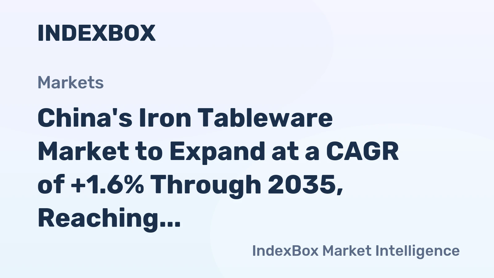 China's Iron Tableware Market to Expand at a CAGR of +1.6% Through 2035, Reaching $2.7B in Value