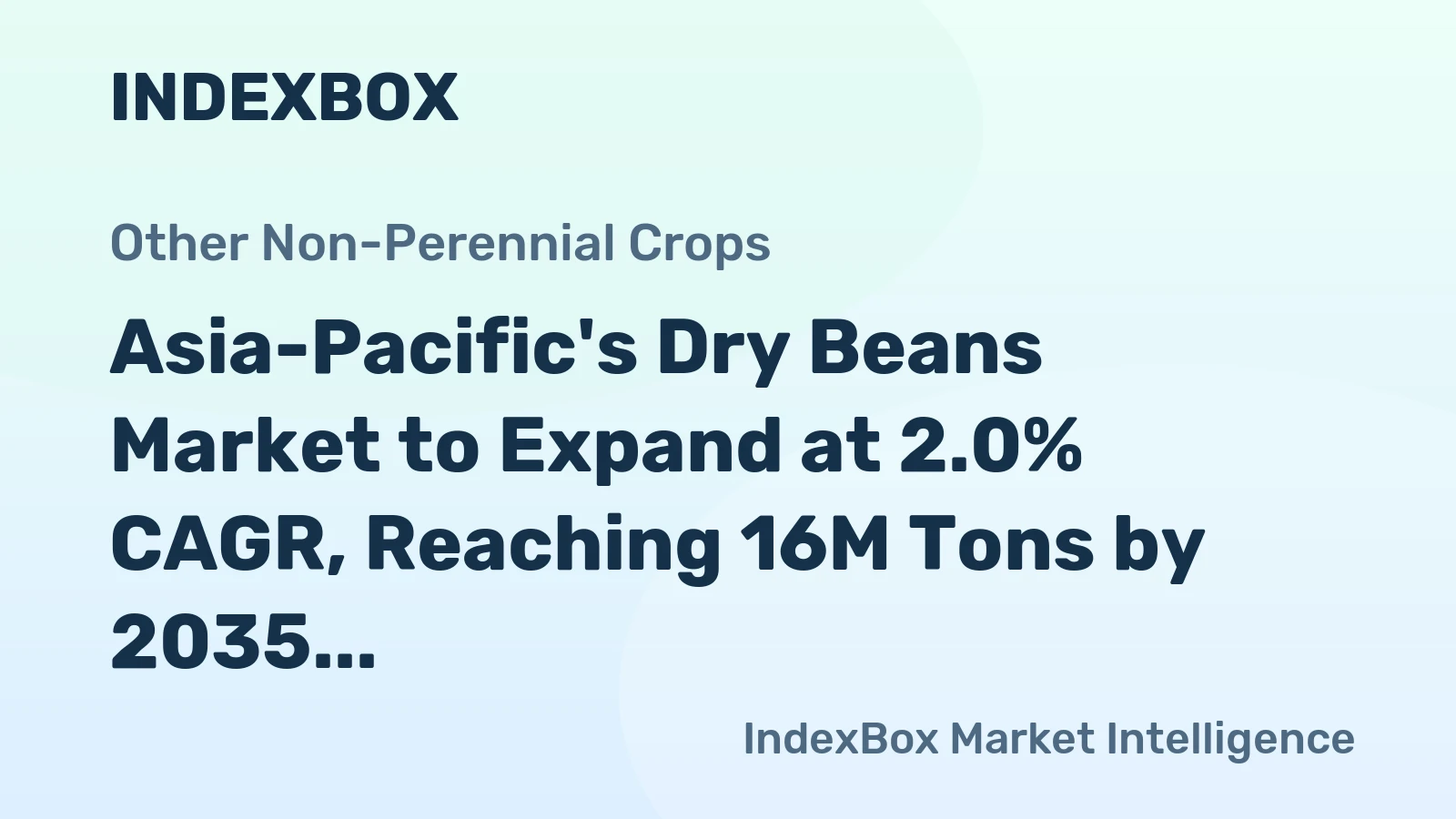 Asia-Pacific's Dry Beans Market to Expand at 2.0% CAGR, Reaching 16M Tons by 2035