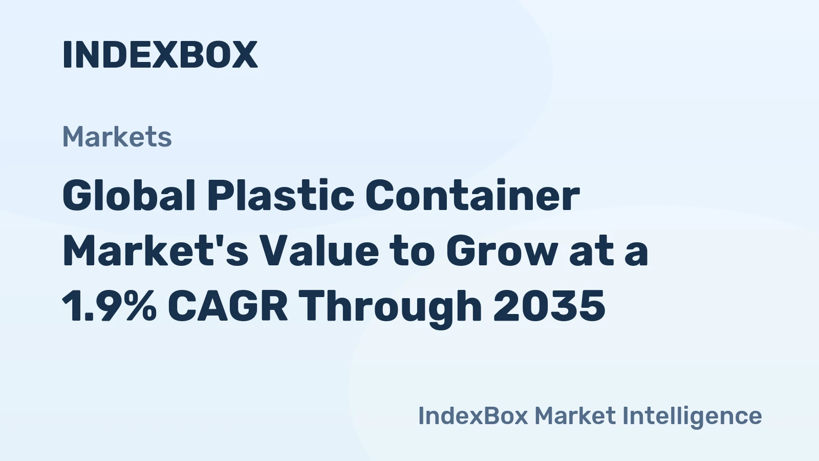 Global Plastic Container Market's Value to Grow at a 1.9% CAGR Through 2035