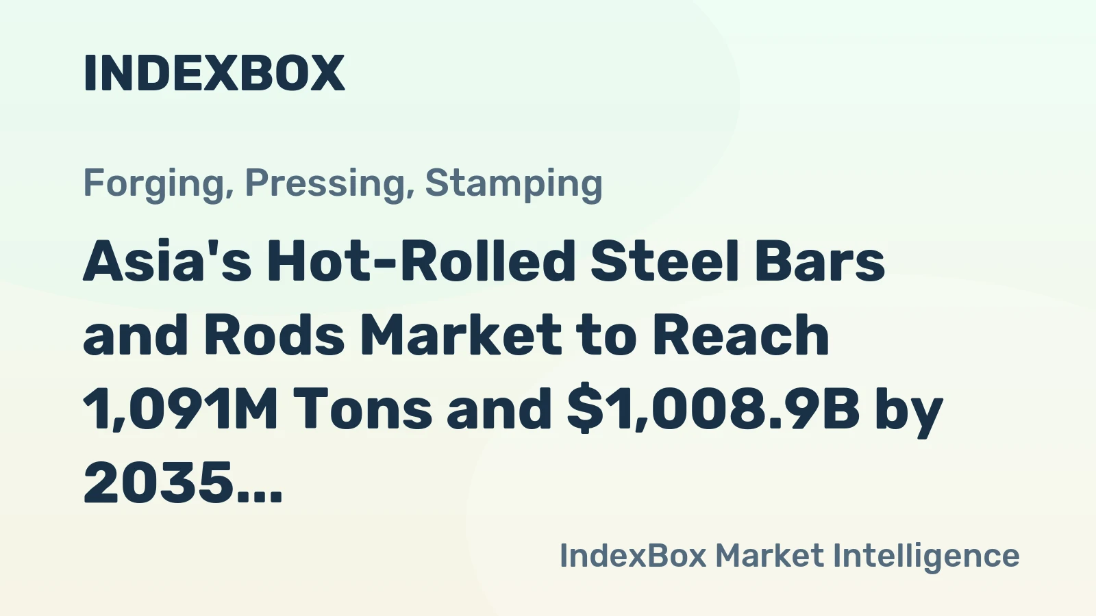 Asia's Hot-Rolled Steel Bars and Rods Market to Reach 1,091M Tons and $1,008.9B by 2035
