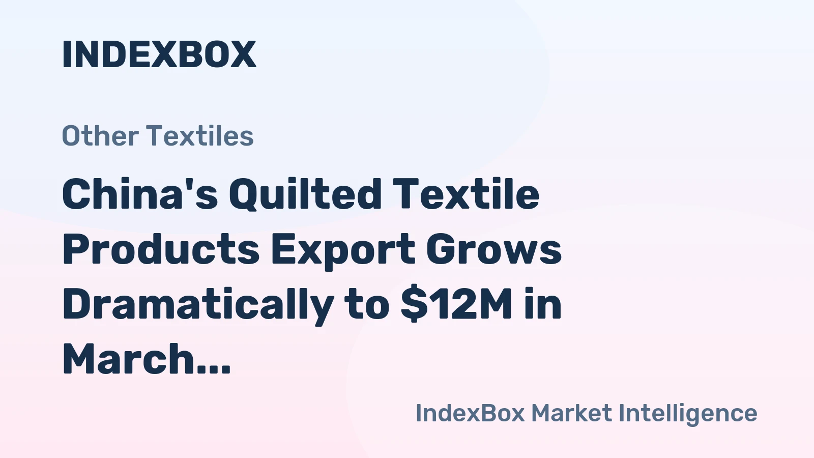 China's Quilted Textile Products Export Grows Dramatically to $12M in March 2023