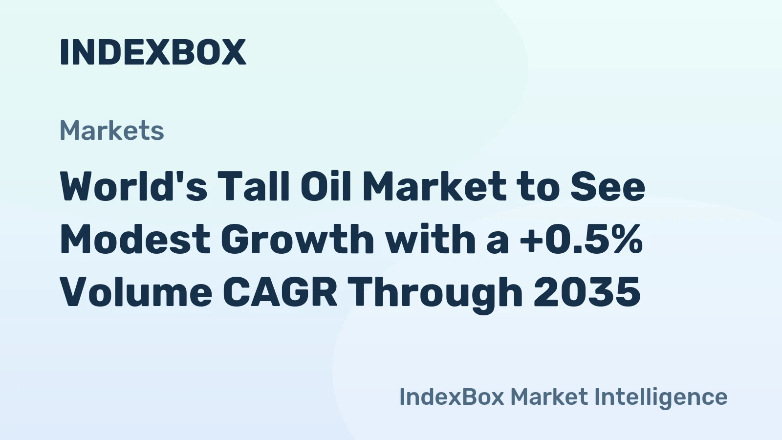 World's Tall Oil Market to See Modest Growth with a +0.5% Volume CAGR Through 2035