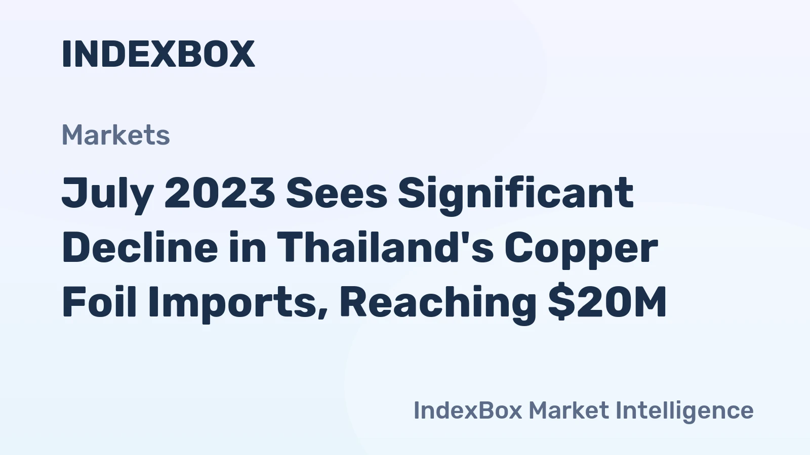 July 2023 Sees Significant Decline in Thailand's Copper Foil Imports, Reaching $20M